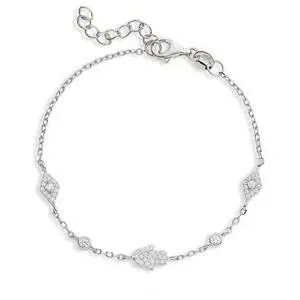 LUNA CHARLES Luna Charles Eina Hamsa Hand & Evil Eye Bracelet Silver