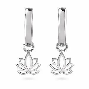 ZOHREH Lotus Flower Hoop Earrings Sterling - Silver