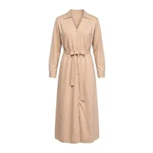 TANTRA SPAIN SL Long Sleeve Shirt Dress With Chest Pockets And Belt - Beige
