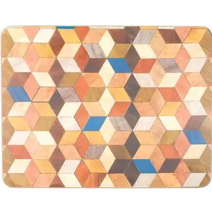 E. INDER DESIGNS Green / Blue Placemats Set Of Six In Leo Design. Warm Colours. With Heat Resistant Melamine Coating. Please Measure Plate Before Purchase - Green/blue