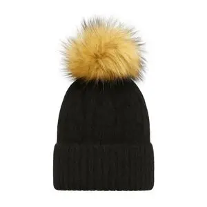 HORTONS ENGLAND Fluffy Mohair Pom Pom Hat - Black