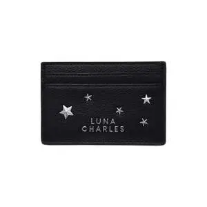 LUNA CHARLES Black / Silver Tala Star Studded Card Holder Black & Silver
