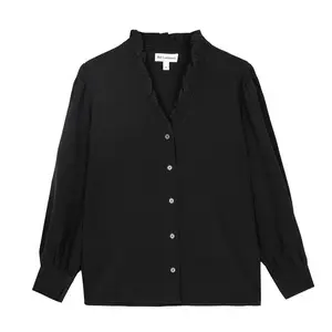 BEL CASHMERE Lauren Silk Blouse With Ruffled Neckline