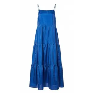 SILK AND BEARS Valentina Tiered Maxi Dress - Blue