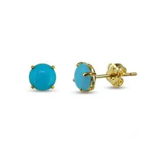 SPERO LONDON 9ct Yellow Gold Turquoise Stud Earrings