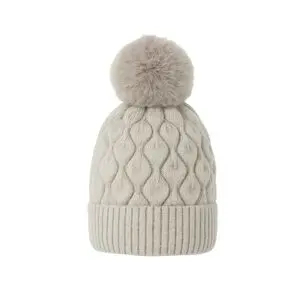 HORTONS ENGLAND Textured Cashmere Pom Pom Hat - Grey