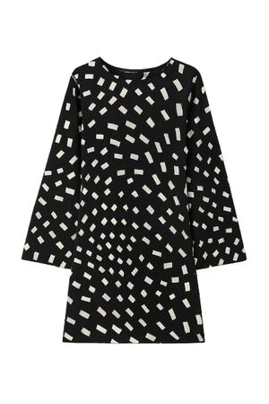 CONQUISTA Tie Waist Mini Dress With Bell Sleeves