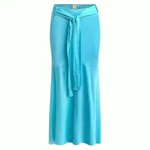 WHY MARY Amorous Aqua Boho Maxi Skirt - Blue
