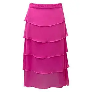 WHY MARY Hot Layered Midi Skirt Romancing Resort Skirt - Pink