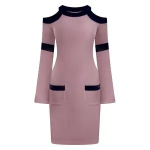 WHY MARY Serena Wool Knit Cold Shoulder Dress - Pink