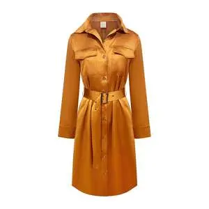 WHY MARY Jackie Trench Coat Dress - Orange