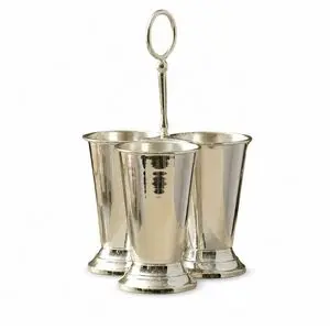 BELS & PEARL Solid Triple Cup Cutlery Holder - Silver