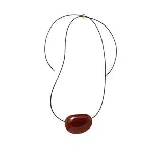 MISS CECILIA Statement Pendant Necklace In Amber Tones - Red
