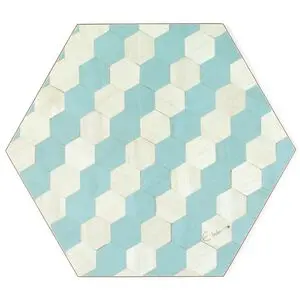 E. INDER DESIGNS Four Small Placemats Hexagonal Light Design. Heat Proof Melamine. Please Measure Plate Before Purchasing - Blue