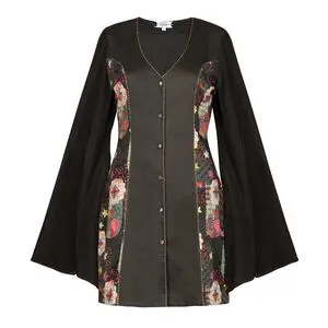 MAISON QALA Ash Solstice Dress With Kantha Embroidery
