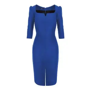 AVENUE N°29 Rounded Neckline Midi Dress With Front Slit