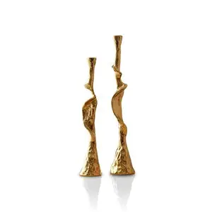 MARLETH Handmade Brass Spiral Candle Holders - Gold