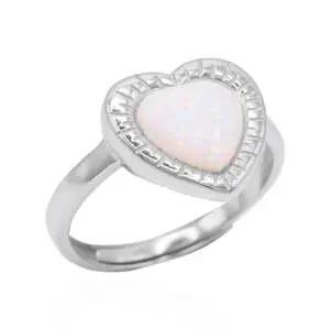 LUNA CHARLES Roxanne Opal Heart Ring - Silver