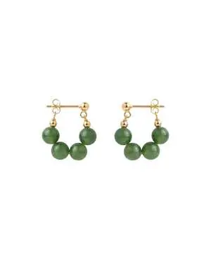 SEREE Fay Beaded Jade Hoop Earrings - Green