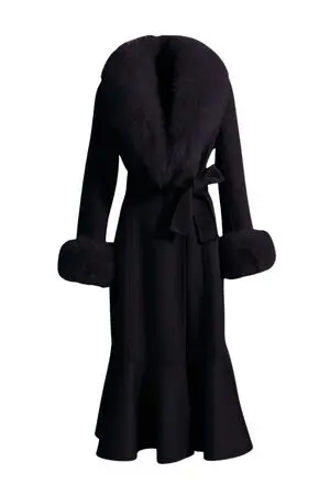 HORTONS ENGLAND Westminster Cashmere Peplum Coat - Black