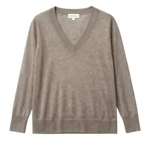 BEL CASHMERE Ultra Fine V-neck Cashmere Sweater - Brown