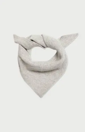 PAUL JAMES KNITWEAR Lambswool Ember Ribbed Triangle Scarf Peal - Grey