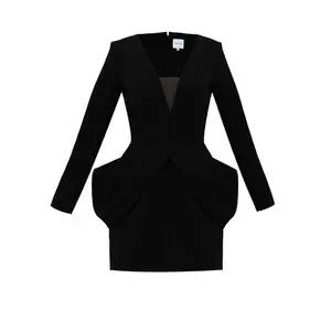NOMI FAME Madonna Deep V Neck Mini Dress - Black
