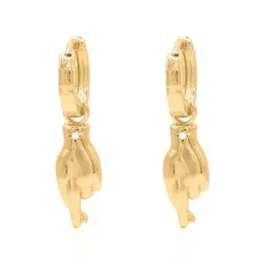LUNA CHARLES Faye Fingers Crossed Huggie Hoop Earrings With Pave Detail