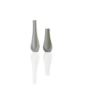 MARLETH Set Of Two Murano Colored Glass Vases – Frosted Teardrop Core - White