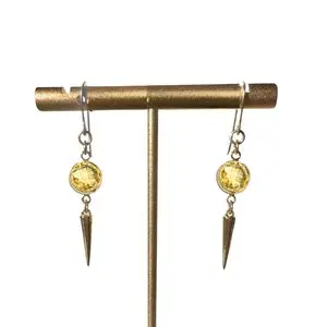 Rachel Nathan Yellow & Gold Spike Earrings - Gold/yellow