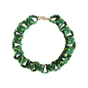 ILIANA ARRAZOLA Bold Chunky Link Necklace - Green/gold/silver