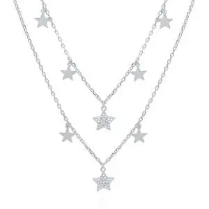 LUNA CHARLES Blake Double Row Star Necklace - Silver