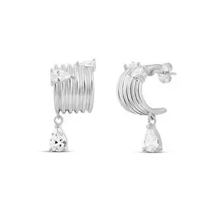 SHYMI Shymi Pear Drop Fluted Hoop Earrings Silver
