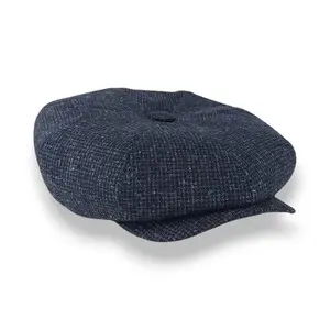 MISTER MILLER - MASTER HATTER Oversized Bakerboy Cap In Textured Linen - Blue