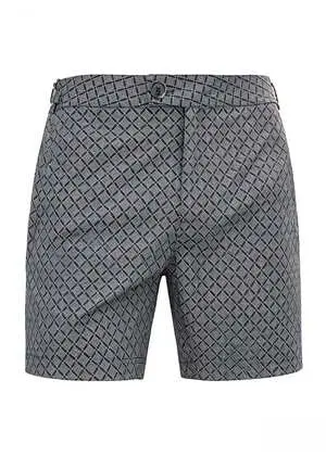 VAYLA Long Length Dark Geometric Print Swim Shorts - Grey