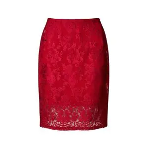 LINDSAY NICHOLAS NEW YORK Lace Floral Embroidered Skirt - Red