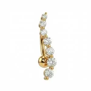 Zahav Jewelry 14k Yellow Graduated Cz Dangle Belly Ring - Gold