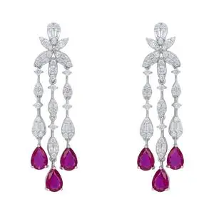 LATELITA Duchess Ruby Drop Earrings In Sterling Silver - White/red/silver