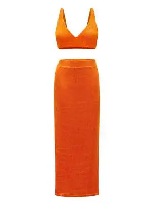WHY MARY Arancia Crop Top And Maxi Pencil Skirt - Orange