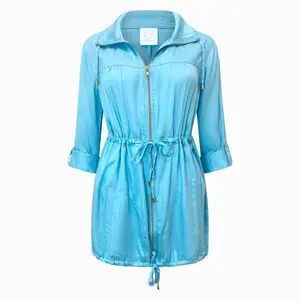 WHY MARY Aqua Lightweight Parker Jacket Keep It Kool - Blue