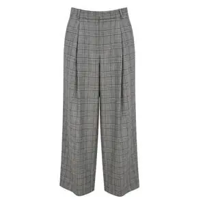 LINDSAY NICHOLAS NEW YORK Plaid Wide Leg Trousers