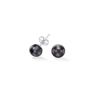 DOWER & HALL Six Millimetre Peacock Freshwater Luna Pearl™ Studs Sterling - Silver