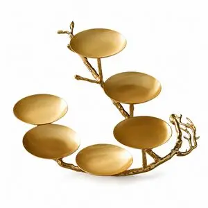 BELS & PEARL Branch Six-bowl Serving Stand - Gold