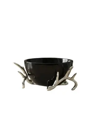 MARLETH Black Marble Bowl With Antler Legs - Silver