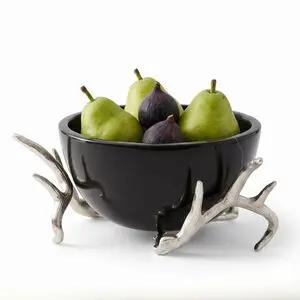 BELS & PEARL Black Marble Bowl With Antler Legs - Silver