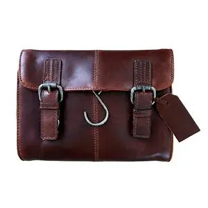 POSH TOTTY DESIGNS Leather Hanging Wash Bag - Brown