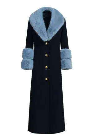 HORTONS ENGLAND Huntington Cashmere Blend Overcoat - Blue