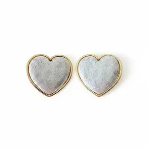 BY VIRGO Claude Heart Earrings - Gray/yellow