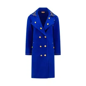 MAUI X LOLITA Ilya Indigo Wool Coat With Crystal Embellishments