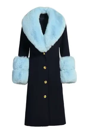 HORTONS ENGLAND Huntley Cashmere Blend Coat - Blue